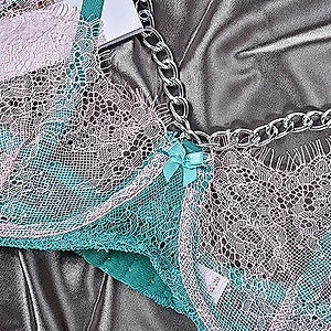 HHX Women Lingerie Sexy Teddy One-Piece Lace Babydoll Fishnet BabyDoll Bodysuit Nightie (L, Q00829J) Green