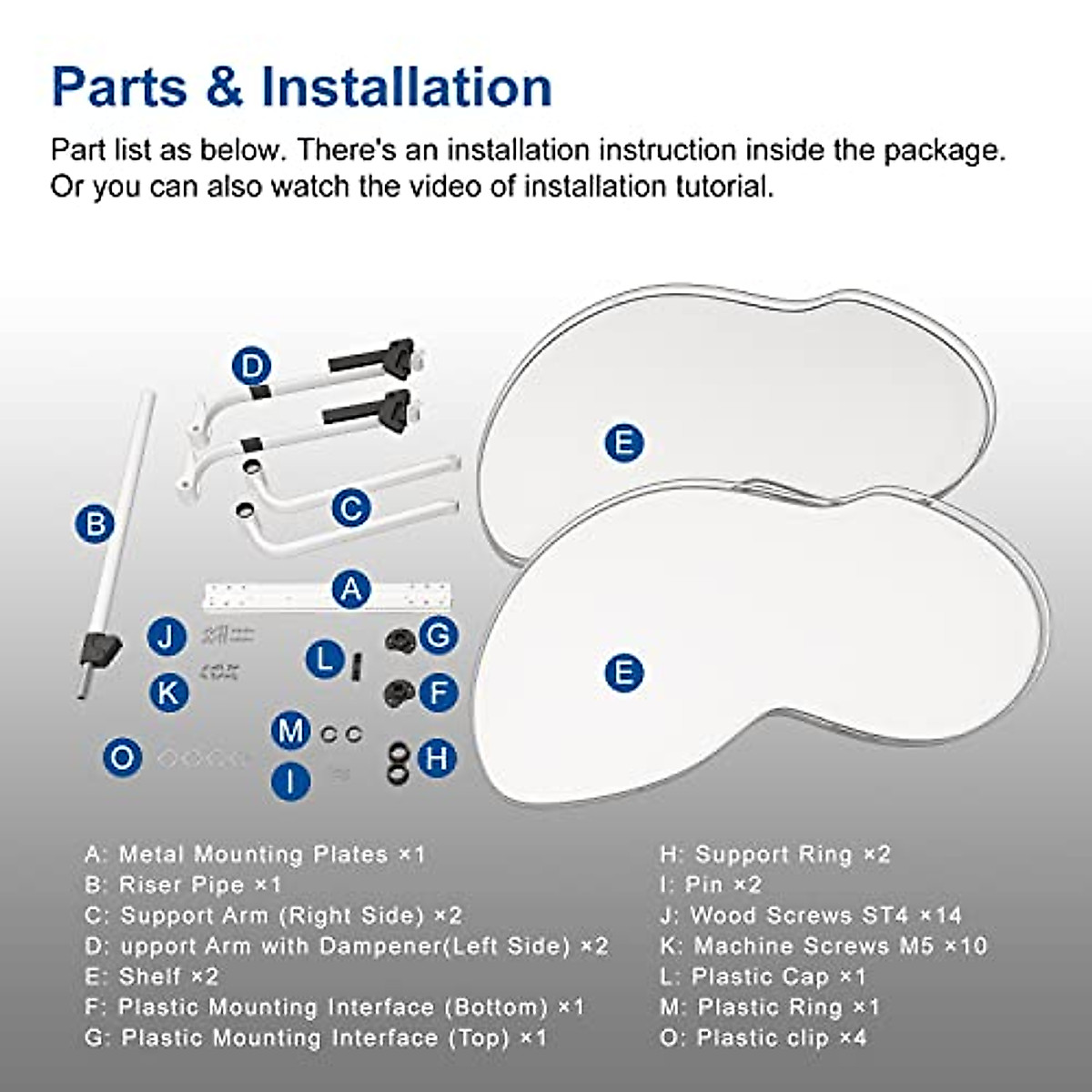 VADANIA Right Swing Pull Out Organizer for 36" Blind Corner Kitchen Cabinet, 2 Tiers Swing Tray, Soft Close, Right Handed Open