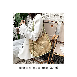 Ulisty Women Straw Bag Weave Tote Bag Summer Beach Bag Shoulder Bag Top Handle Bag Handbag 2 Pcs Set green