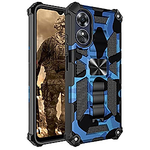 CCSmall Camouflage Case for Oppo A17 with Magnetic Kickstand, Built-in 360° Rotate Ring Stand Magnetic Car Mount Phone Cover Case for Oppo A17 MC Army Green