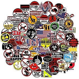 Big100pcs Pack Funny Hard Hat Stickers for Tool Box Helmet, Vinyl Sticker for Men Construction Welding Union Military Ironworker Lineman Oilfield Electrician Pipeliner Ibew - American Patriotic Decals