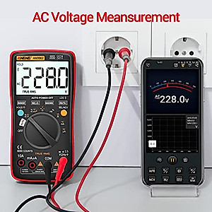ANENG Bluetooth Multimeter Digital Tester Auto-ranging TRMS 6000 Counts Ohmmeter for AC/DC Voltage,Current,Resistance,Continuity,Capacitance,Diodes,Temperature Meansurement,Volt Meter for Automotive