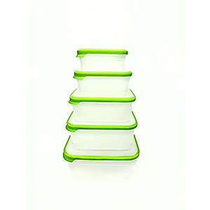 HELSIM Green 10-Piece Containers Set with Lids for Storage, Lunch, and Meal Prep, Dishwasher & Microwave Safe