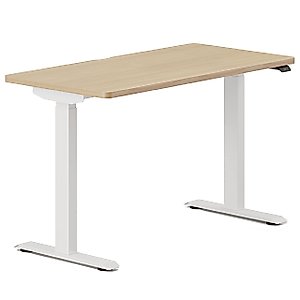 Branch Duo Standing Desk 48 Inches - Adjustable Standing Desk with 20” Range - OLED Control Panel - Frameless Design & Compact Size Suitable for Many Spaces - Woodgrain Base - White Top