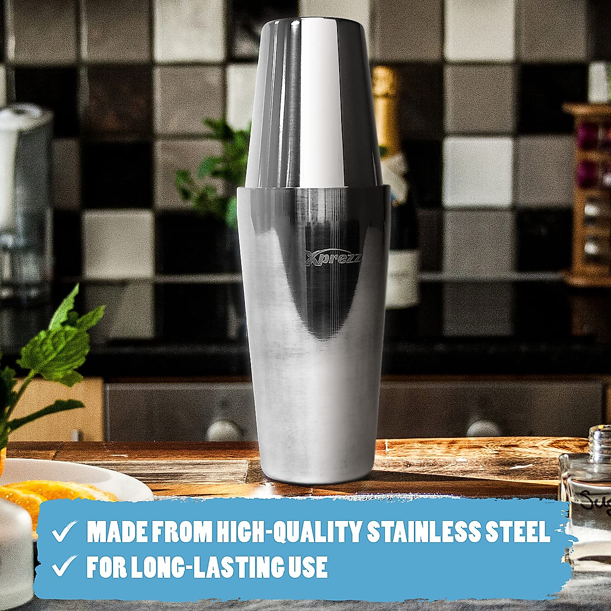 Xprezz Cocktail Shaker Set - 25oz and 22oz Cocktail Shaker Kit - Boston Shaker Bar Set Cocktail Shaker Set - Martini Shaker Set - Professional Bartender Kit - Stainless Steel Drink Cocktail Mixer Set