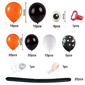 129pcs Halloween Balloon Arch Garland Kit DIY Big Spiders Balloons Black Orange White Latex Balloons Tie Tools Adhesive Dots Halloween Party Supplies