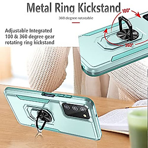 Circlemalls Samsung A03S Case, Galaxy A03S Case, [NOT FIT A03 CORE] with [Tempered Glass Screen Protector Include] Military Grade 12 ft Drop Test Shockproof W/Ring Holder Kickstand Phone Cover-Teal