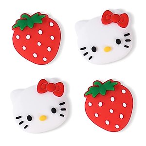 PERFECTSIGHT Switch Thumb Grips Caps, Cute Kitty Joystick Caps for Nintendo Switch/Lite/Switch OLED, 4 PCS Thumbstick Cover, Analog Stick Button Cover for NS Joycon Controller Accessories,Strawberry