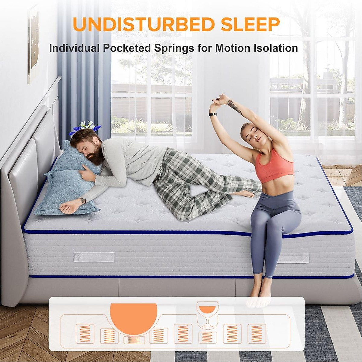 TXO Full Size Mattress, 12 Inch Medium Firm Hybrid Mattress with Individual Pocketed Springs and Gel Memory Foam, Enhance Edge Support, Motion Isolation, Pressure Relief, Full Mattress in a Box