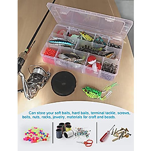 Hlotmeky Plastic Organizer Box with Dividers Bead Organizer 15 Large Grids Tackle Box Organizer Clear Snackle Box Container