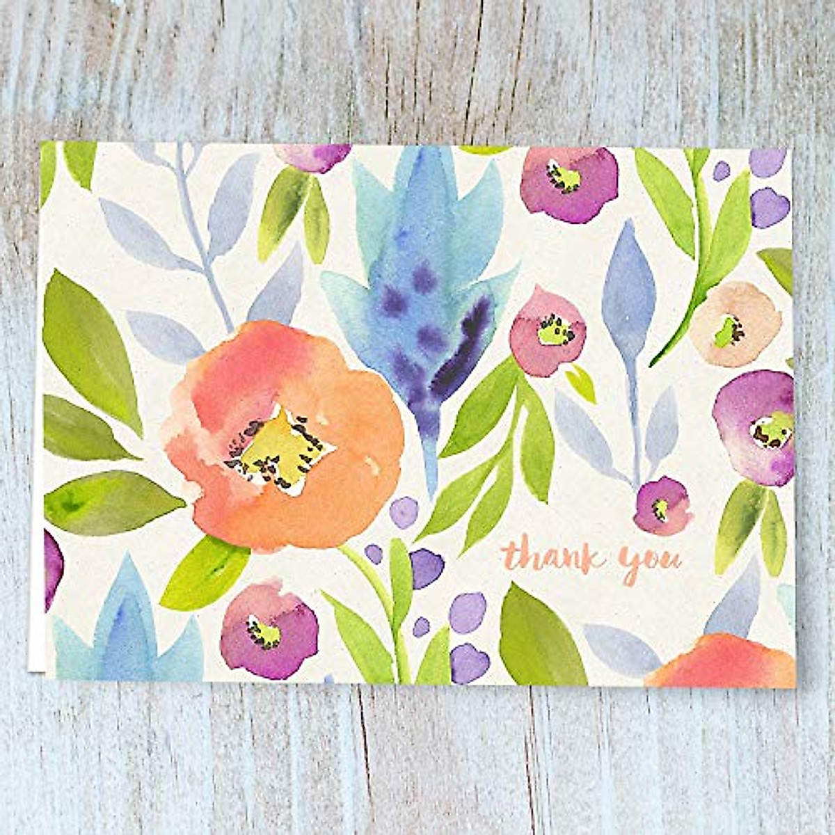 Fresh &amp; Lucky 40 Thank You Cards With Yellow Envelopes - Multiple Watercolor Floral Graphic Designs - Perfect For Wedding Gifts, Birthday Gift, Party Invitations, Business Events, Donation Events And Any Occasions