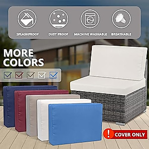 SUSIE'S GARDEN 6p Outdoor Cushion Slipcovers Outdoor Patio Cushions Covers Replacement Waterproof with Zipper for 3-Seat Outdoor Rattan Sofa Patio Furniture Cushion Covers Grey, Covers Only