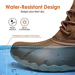DREAM PAIRS Women’s SDSB2211W-1 Waterproof Duck Rain Boots Ankle high Snow Boots Lace up Winter Boots,TAN,Size 10