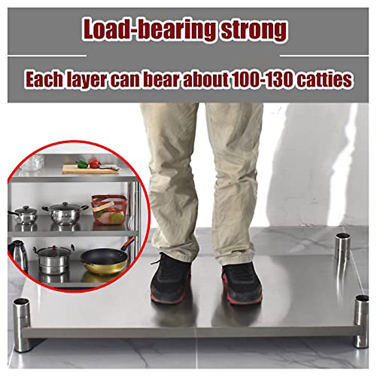 Stainless Steel Workbench, Kitchen Prep Table, Stainless Steal Table, Food Prep Stainless Steel Table, Commercial Heavy Duty Food Prep Worktable With, For Hotel, Home, Restaurant Kitchen ( Color : The