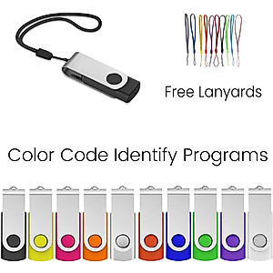 16GB USB Flash Drive 10 Pack, ABLAZE USB 2.0 Memory Stick with Lanyards Swivel Thumb Drives Bulk U Disk 16GB Pendrive Jump Drive Zip Drive for Data Storage (16GB,10 Pack, Mixcolor)