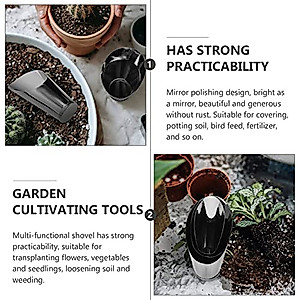 Cabilock 3Pcs Bonsai Soil Scoops Stainless Steel Soil Scoop Garden Soil Shovel Small Soil Scoops Potting Scooper Gardening Tools (Silver)