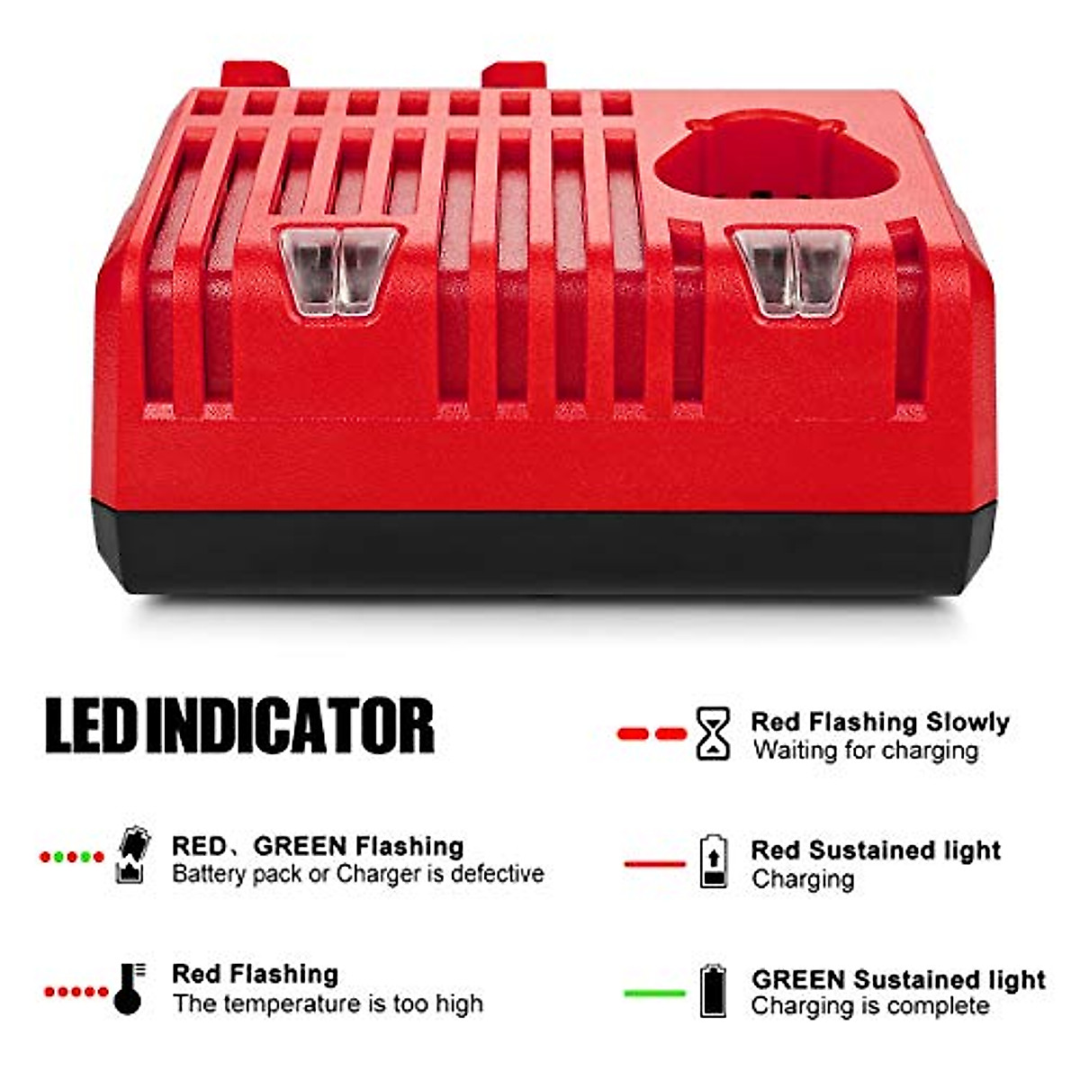 2Pack 6500mAh 48-59-1850 Replacement 18V Milwaukee M18 Battery 18Volt XC M18 48-11-1815 48-11-1820 48-11-1850 48-11-1860 Batteries with 48-59-1812 M12/M18 Milwaukee Battery Charger kit 48-11-2420