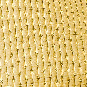 Levtex Home - Cross Stitch Yellow Quilt Set - Twin/Twin XL Quilt + One Standard Pillow Sham - Cross Stitched Pattern - Quilt Size (68x86in.) and Pillow Sham Size (26x20in.) - Reversible -Cotton Fabric