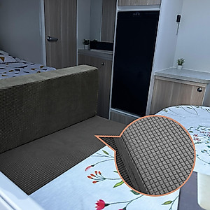 RunNico RV Dinette Cushion Cover-Elastic Camper Cushion Slipcovers-Stretchable Loveseat Sofa Furniture Protector for RV Camper Car Bench (1 Backrest Cover & 1 Bench Cover) (Grey)