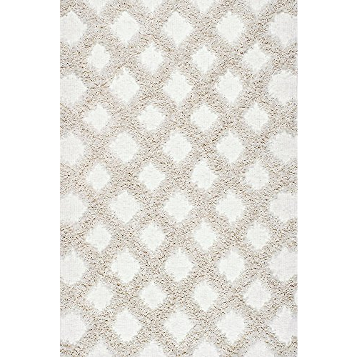 nuLOOM Francene Diamond Trellis Shag Area Rug, 5' x 8', Ivory