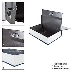 Book Safe with Key – Portable New English Dictionary Hidden Mini Safe Great for Traveling, Storing Money, Jewelry, and Passports by Stalwart (Blue)