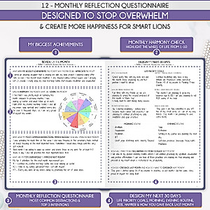 Life & Work Planner - 12 Month Goal Planner, Productivity Planner to Increase Happiness, Daily, Weekly Planner & Monthly Planner, Gratitude Journal, Undated Planner, A5 Size - Horizontal Planner