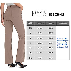Rammus 28"/30"/32"/34" Women's Yoga Dress Pants Stretch Work Business Casual Slacks for Women Bootcut Office Trousers Dark Khaki XL