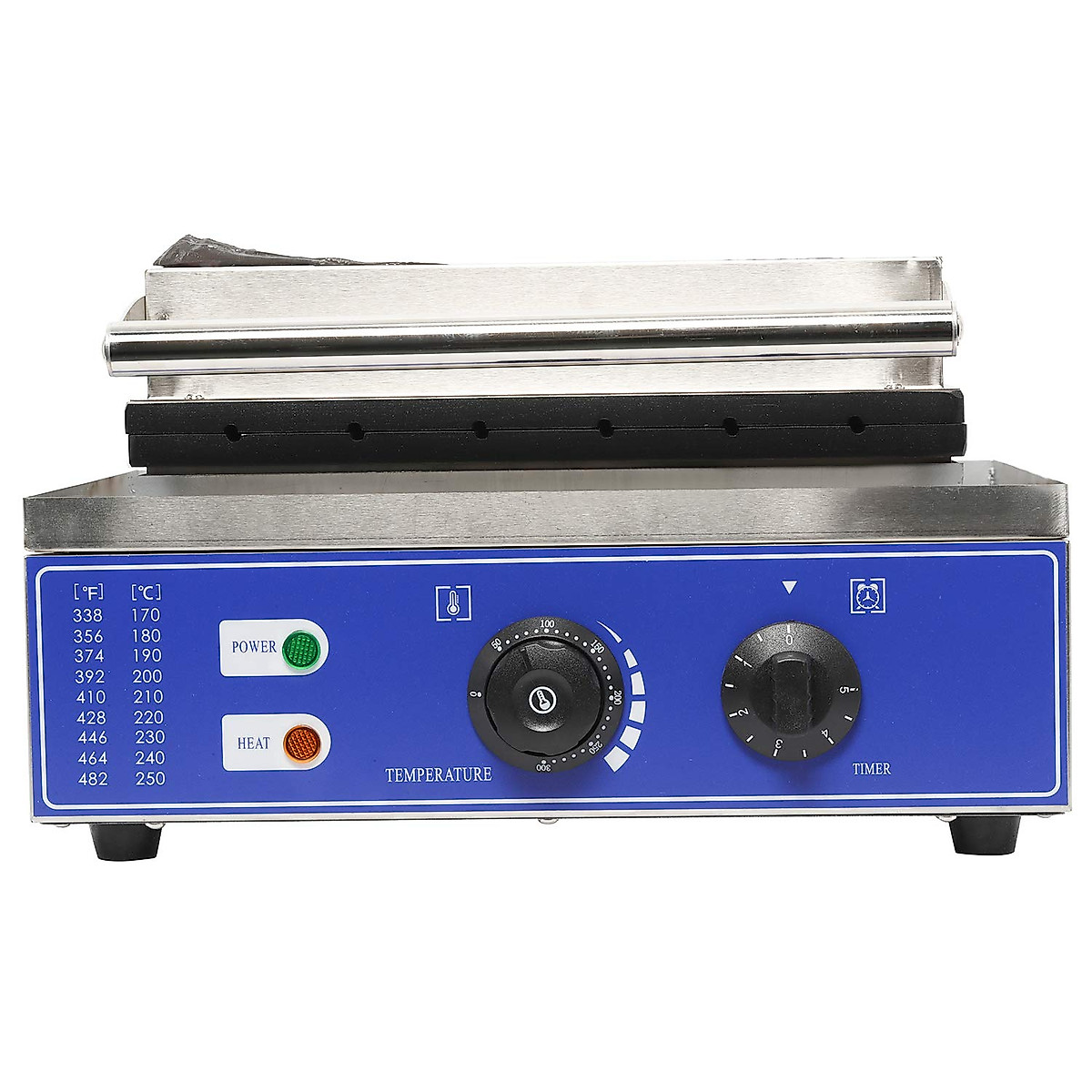 DasMarine Commercial 6Pcs Waffle Makers Hot dog Making Machine 6 Grid Crispy Machine Stainless Steel Body 1550W 110V (Blue)