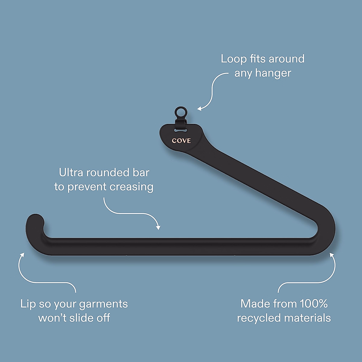 Hangers for Long Garments by Cove (5-Pack) | Space Saving Clothes Hangers for Long Dresses, Jumpers, Blankets & Closet Organization | Perfect for Travel | Made from 100% Recycled Materials