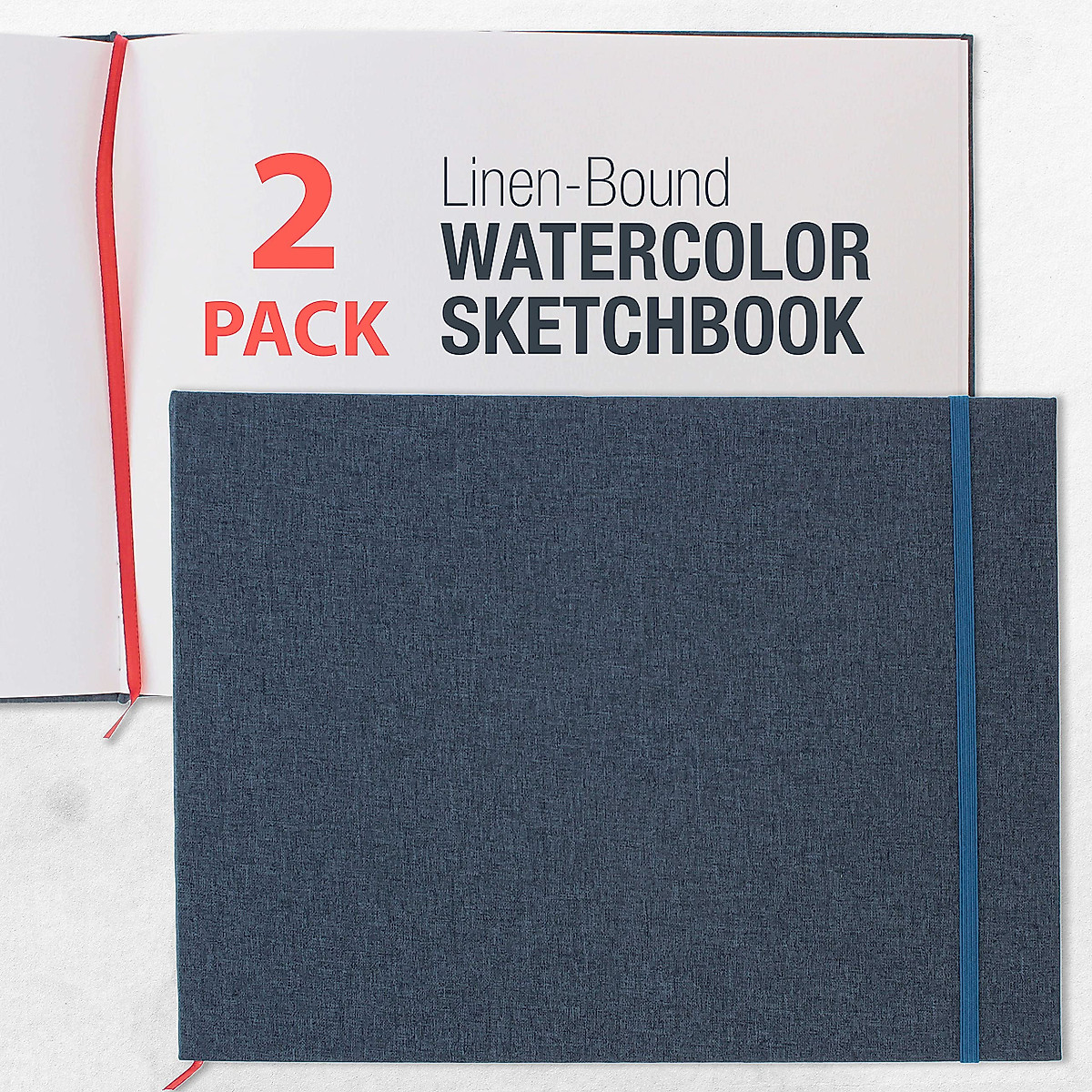 U.S. Art Supply 9" x 12" Watercolor Book, 2 Pack, 76 Sheets, 110 lb (230 gsm) - Linen-Bound Hardcover Artists Paper Pads - Acid-Free, Cold-Pressed, Brush Painting & Drawing Sketchbook Mixed Media