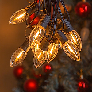 25 PACK C9 LED Christmas Light Bulb, C9 LED Replacement Bulb for Christmas String Lights, E17 Intermediate Base, 2200K Warm White, Commercial Grade Holiday Clear ‎Plastic Bulbs Dimmable Shatterproof