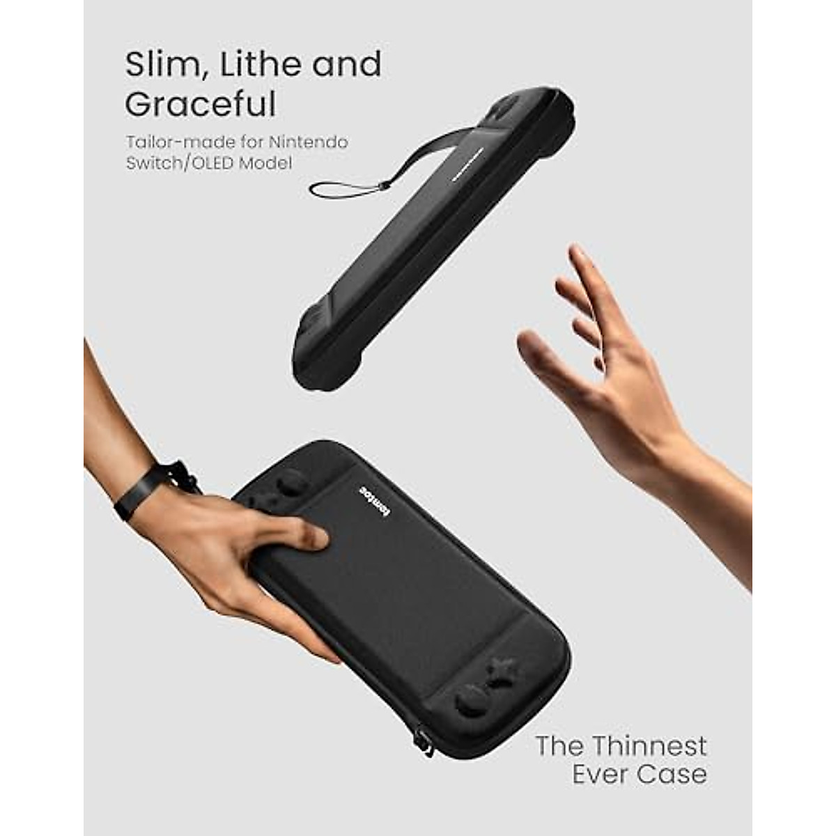 tomtoc Slim Carrying Case for Nintendo Switch / OLED Model, Protective Switch Sleeve with 10 Game Cartridges, Hard Portable Travel Carry Case, with Original Patent and Military Grade Protection, Black