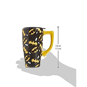 Spoontiques - Ceramic Travel Mugs - Batman Logo Cup - Hot or Cold Beverages - Gift for Coffee Lovers