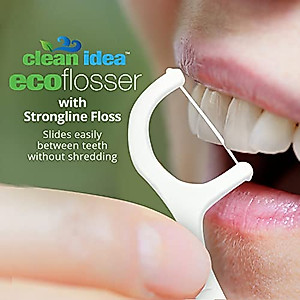 Clean Idea EcoFlosser - Individually Packaged - 180 Picks - Floss Pick - Dental Floss Picks - Plant Based - Floss Stick