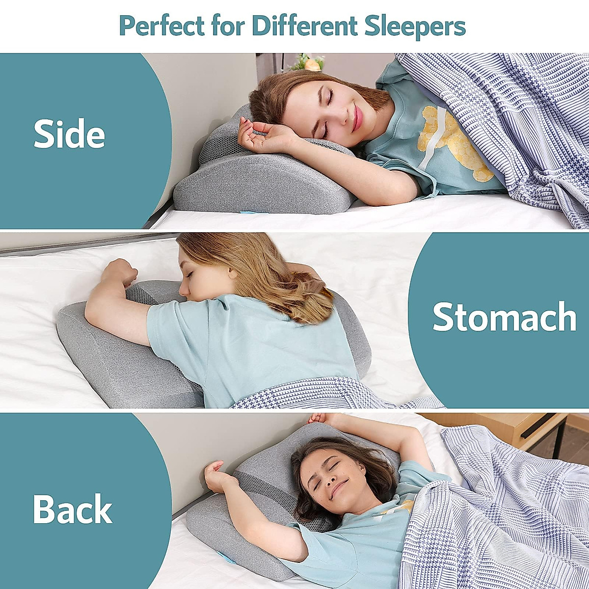 BedsPick Extra Firm Pillows, Cervical Neck Pillow for Pain Relief, Memory Foam Pillow with Armrest Design for Side Back Stomach Sleeper, OEKTEX-100 Certified Washable