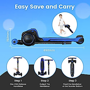 TONBUX Scooter for Kids Ages 3-5, Toddler Scooter with 4 Adjustable Heights, Kids Scooter Light Up 3 Wheels, Shock Absorption Design, Lean to Steer, Balance Training Scooter for Kids（Blue+Red）