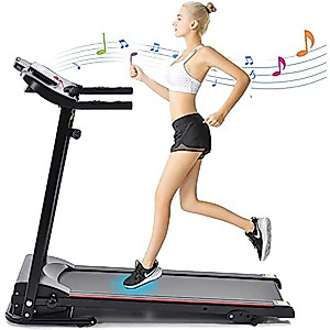 Folding Treadmill, 2.5HP Electric Treadmill for Home with Bluetooth and Incline, Portable Fitness Running Workout for Small Space Home Gym Equipment, MP3 (Black)