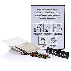 Art of Tea | Filter Bags 4" by 3.5"| Single Use | 100 Count | Works With Coffee or Tea