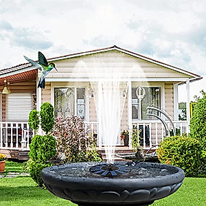 14-Lobe Solar Panel 1.5W Upgraded with 7 Nozzles & 4 Fixer Solar Fountain Pump, Floating Solar Fountain Pump for Bird Bath, Solar Water Fountain Outdoor Garden for Pond, Pool, Aquarium, Fish Tank