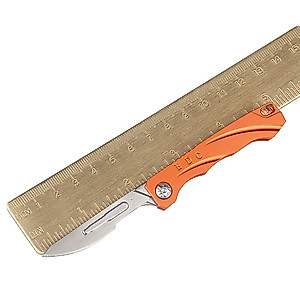 Tungyi Daily Pocket Folding Utility Knife with 10 Replaceable Quick Change Blades, Ultra Compact and Lightweight (Orange)
