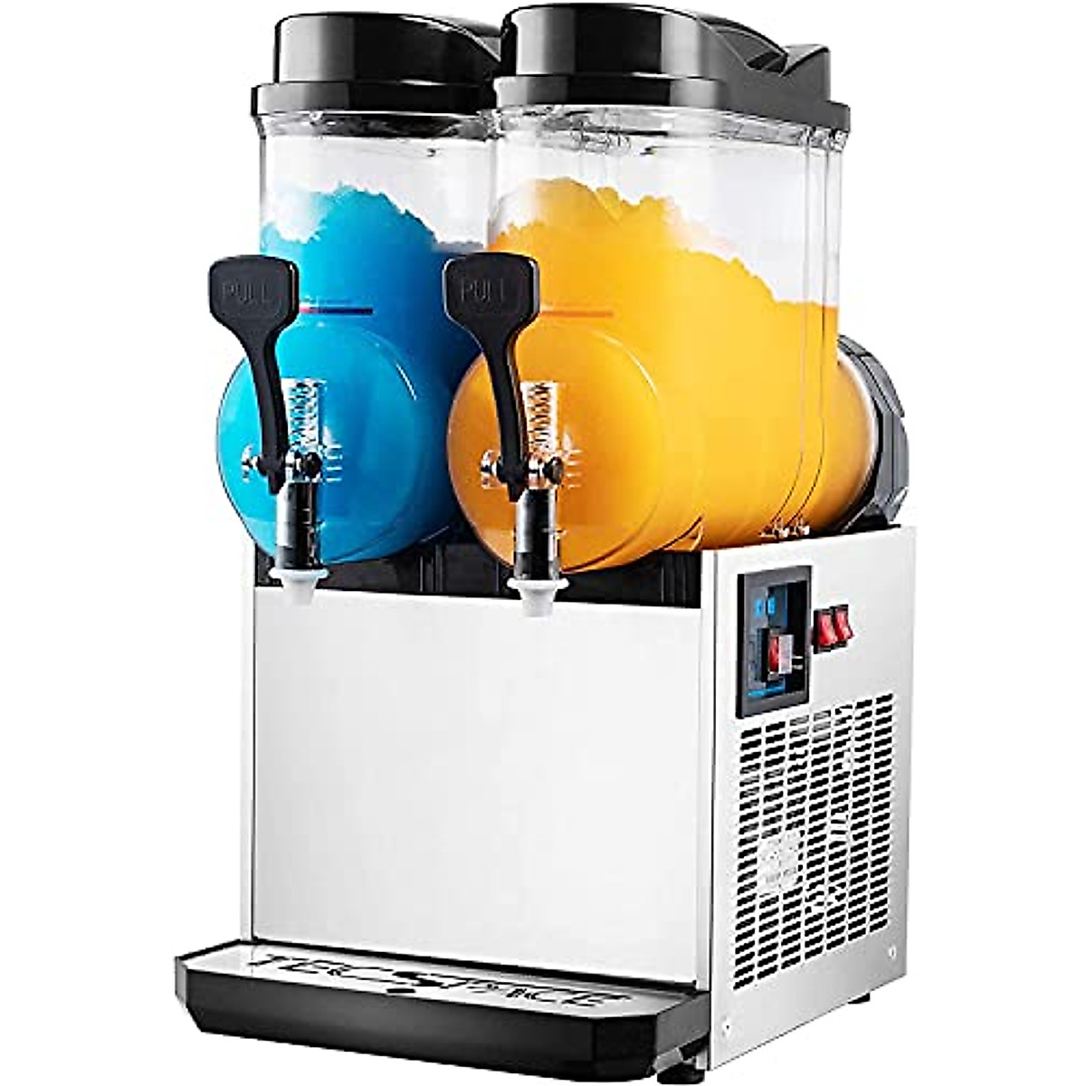 TECSPACE 110V Commercial Slushy Machine,15/30/45L Stainless Steel Margarita Smoothie Frozen Drink Maker for Ice Juice Tea Coffee Making, Sliver