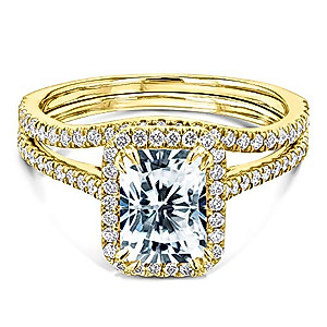 Kobelli 1.8ct Radiant Moissanite & Lab Diamond Halo Bridal Set - white-gold / 7.0 G-H