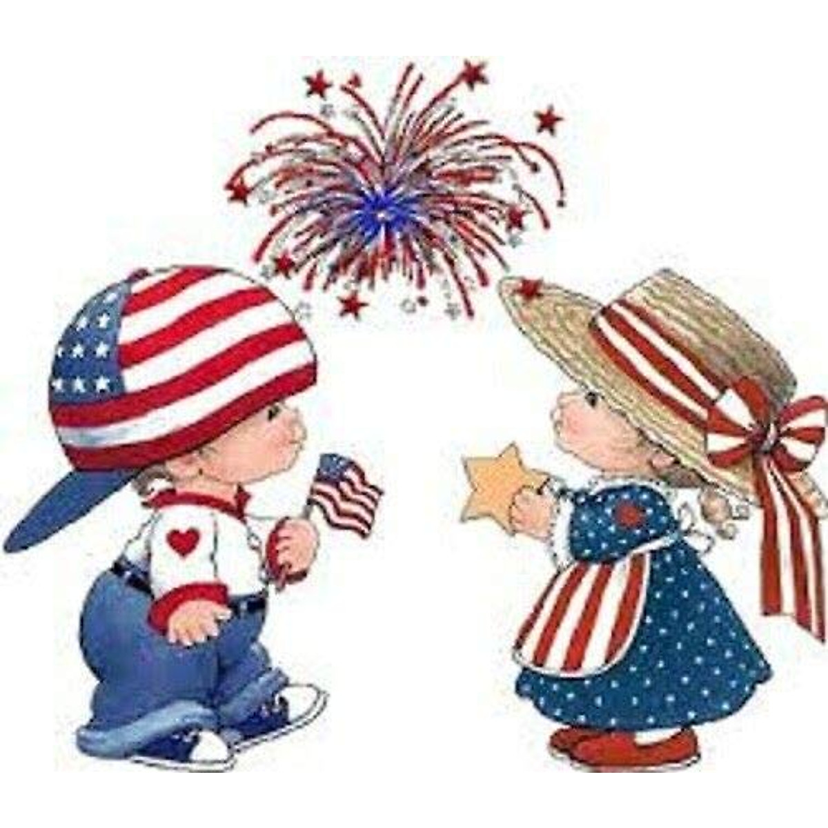 without brand Set of 48 Envelope Seals Labels Cute Kids Fourth of July Patriotic 1.2" Round