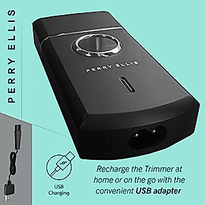 Perry Ellis Mens Travel Electric Shaver | Nickel Foil Shaver, Beard Trimmer for Men | USB Rechargeable Face Shaver, Facial Hair Trimmer for Men | 150-Min Batt | IPX4 Water-Resistant, Protective Cap