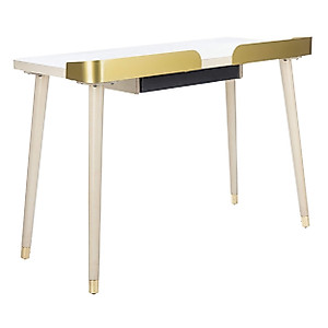Safavieh Home Office Parker Modern White Washed and Gold 1-drawer Desk