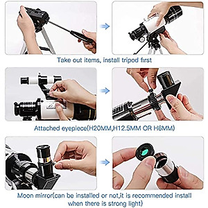 Telescope for Kids &Adults &Beginners,70mm Aperture 300mm AZ Mount with Adjustable Tripod and Fully Multi-Coated Optics, Portable Astronomy Refractor Telescope, Wireless Remote…