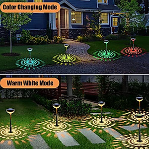 Elemy Solar Path Lights Color Changing/Warm White Solar Lights Outdoor Waterproof Solar Powered Garden Lights Path Lights for Garden Pathway Yard(6 Pcs)