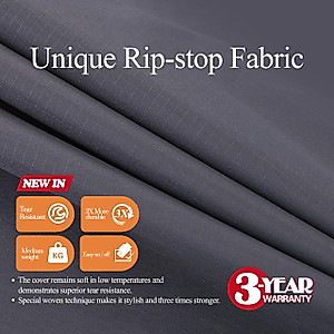 WJ-X3 Large Ripstop Patio Furniture Cover, 110" D x 31" H, Waterproof, UV Resistant, Anti-Fading Outdoor Cover for Round Dining Table and Chairs Set, Grey