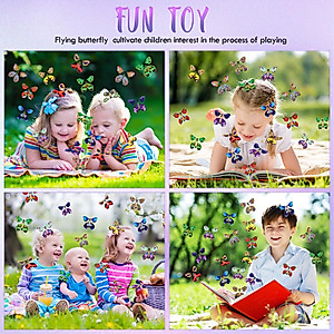 Lenwen 100 Pcs Magic Flying Butterfly Wind up Paper Butterflies That Fly Rubber Band Powered for Bookmark Card Surprise Gift Wedding Birthday Party 10 Styles, 4.41 x 4.92 Inch