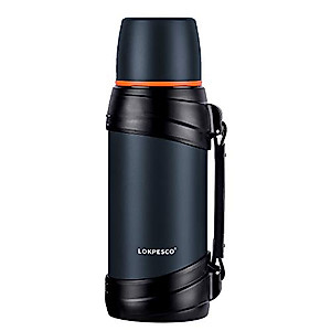 2L/68oz Large Coffee Bottle for Travel, Flasks for Hot and Cold Drinks, Stainless Steel Vacuum Insulated Hot Water Bottles with 2 Cups for Hiking/Camping, Keep Hot 24Hrs (Blue)